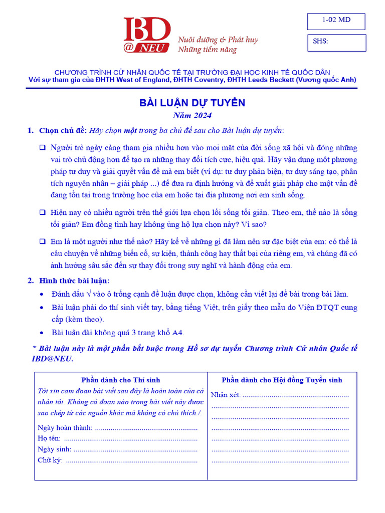 De Bai Luan 2024 Xuan IBD | PDF