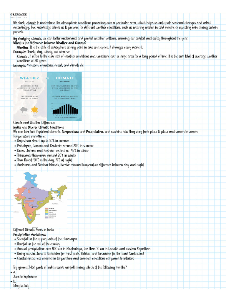 Climate: 29 February 2024 09:41 | PDF | Monsoon | Wound
