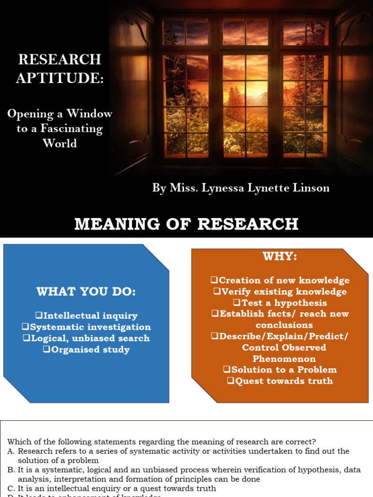 Research Aptitude PPT | PDF | Sampling (Statistics) | Hypothesis