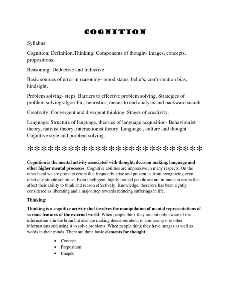 COGNITION | PDF | Creativity | Thought