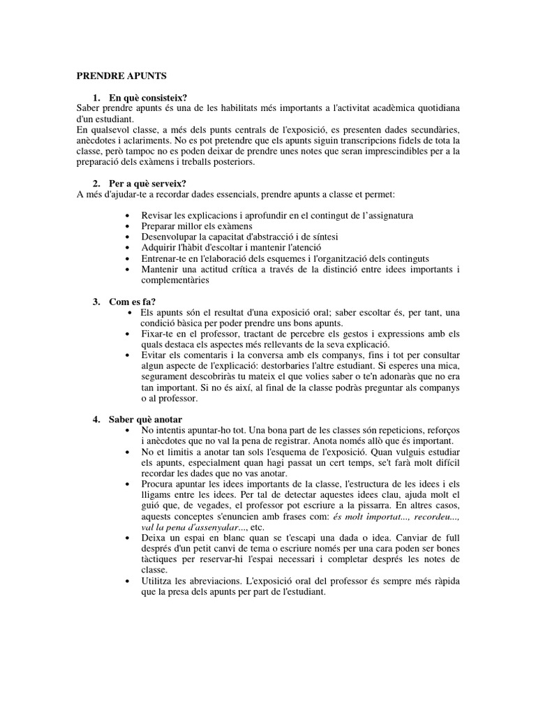 Prendre Apunts | PDF