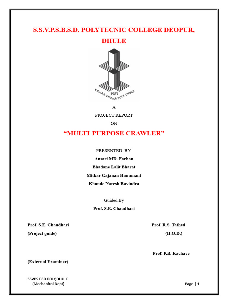 S.S.V.P.S.B.S.D. Polytecnic College Deopur, Dhule: A Project Report ON | PDF | Internal ...