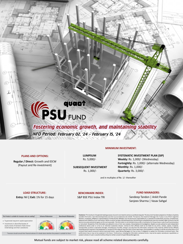 Quant PSU Fund One Pager 1 | Download Free PDF | Investing | Investment ...