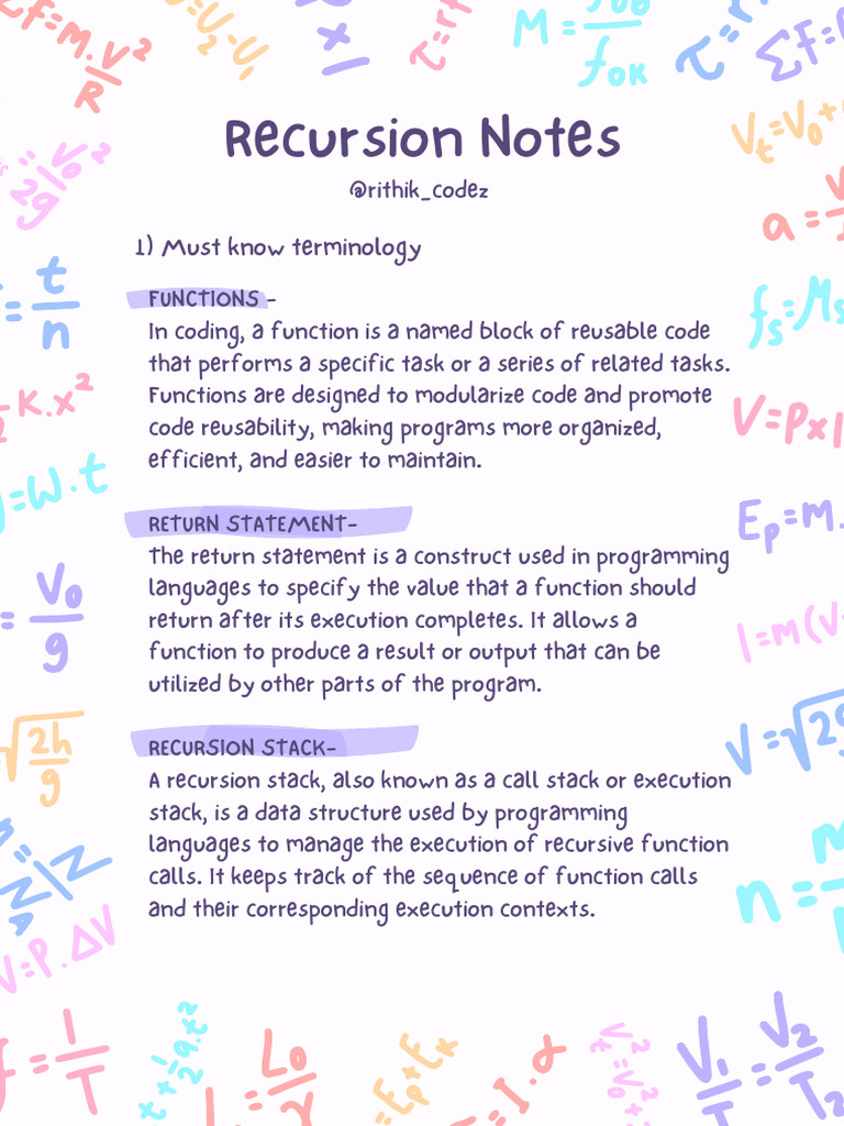Recursion Notes | PDF | Parameter (Computer Programming) | Computer Program