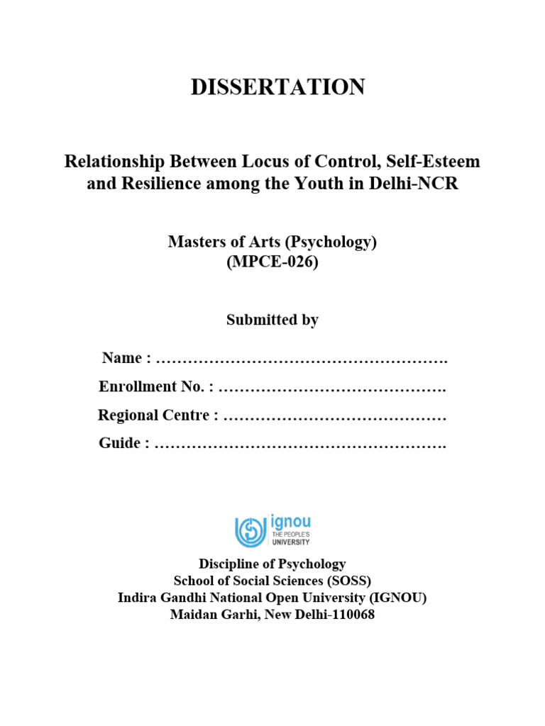 Research/ Dissertation On Relationship Between Self Esteem, Resilience ...