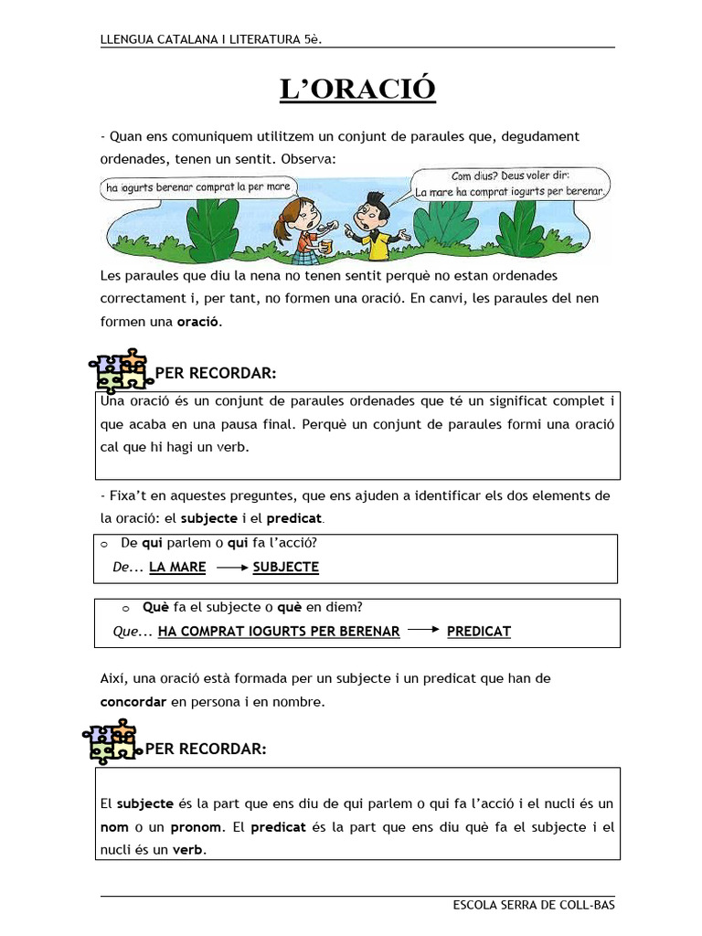 5 - L'oració I Tipus | PDF