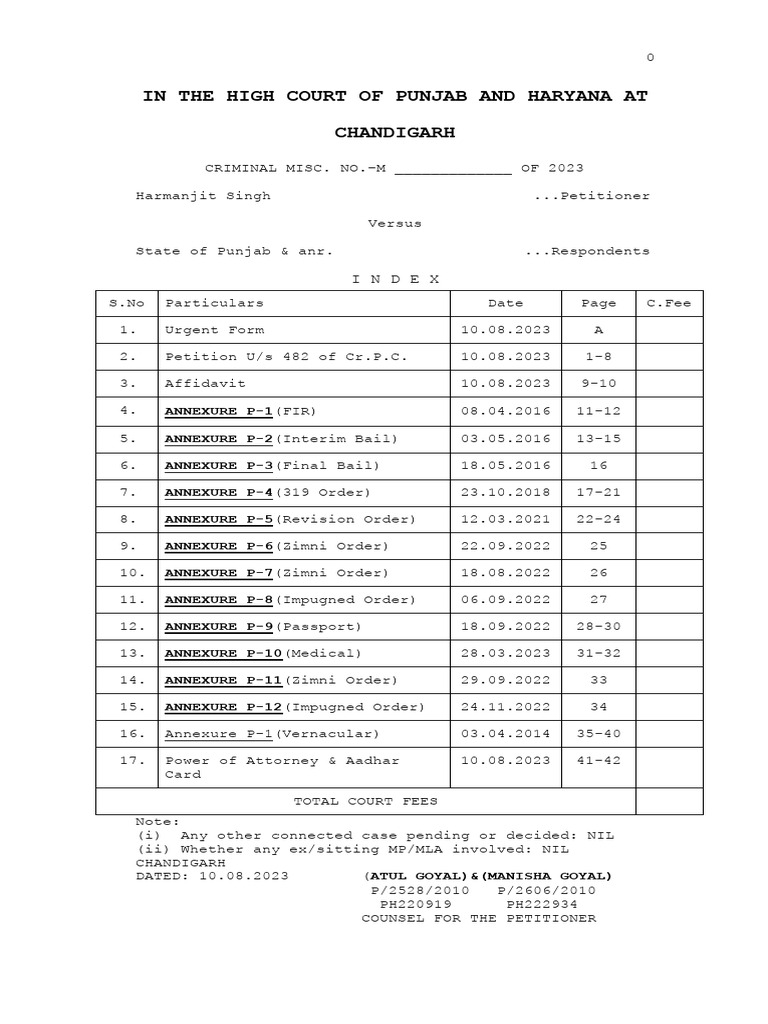 Haramjeet Singh Quashing PO Order Final | PDF | Bail | Crimes