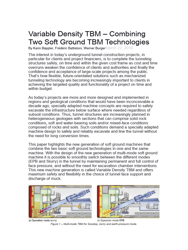 Variable Density TBM - Combining Two Soft Ground TBM Technologies | PDF ...