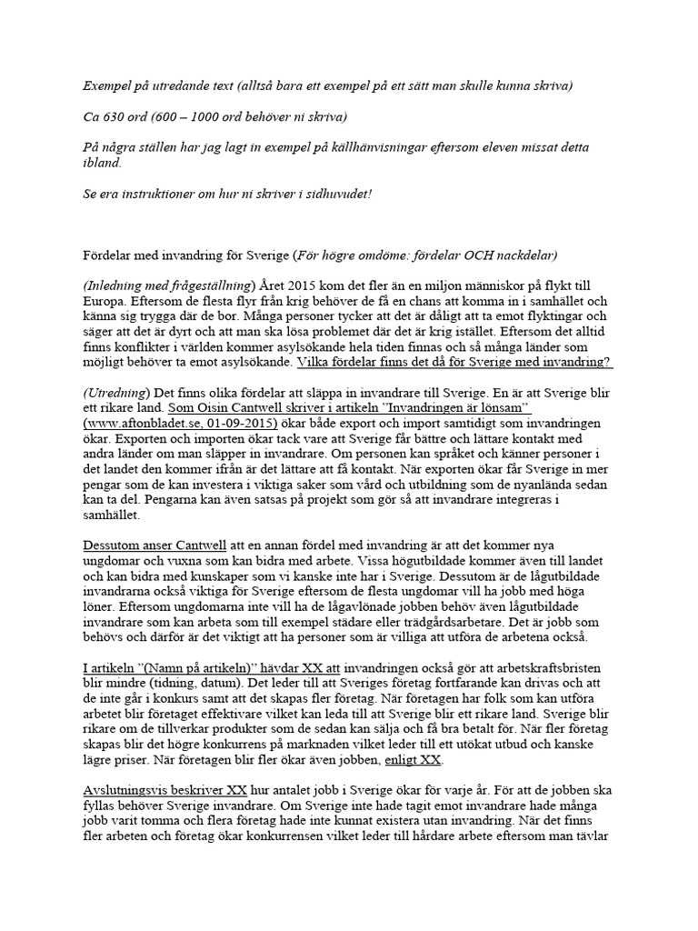 Exempel Pc3a5 Utredande Text Sociala Frc3a5gor1 | PDF