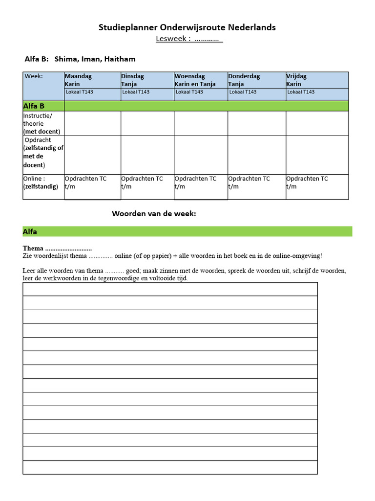 STUDIEPLANNER 6OR6 - Maart - April | PDF