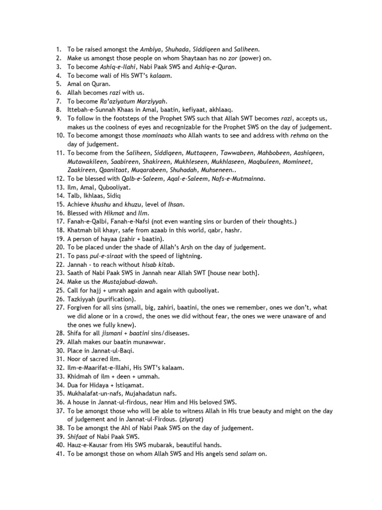 Dua List | PDF | Abrahamic Religions | Islamic Belief And Doctrine