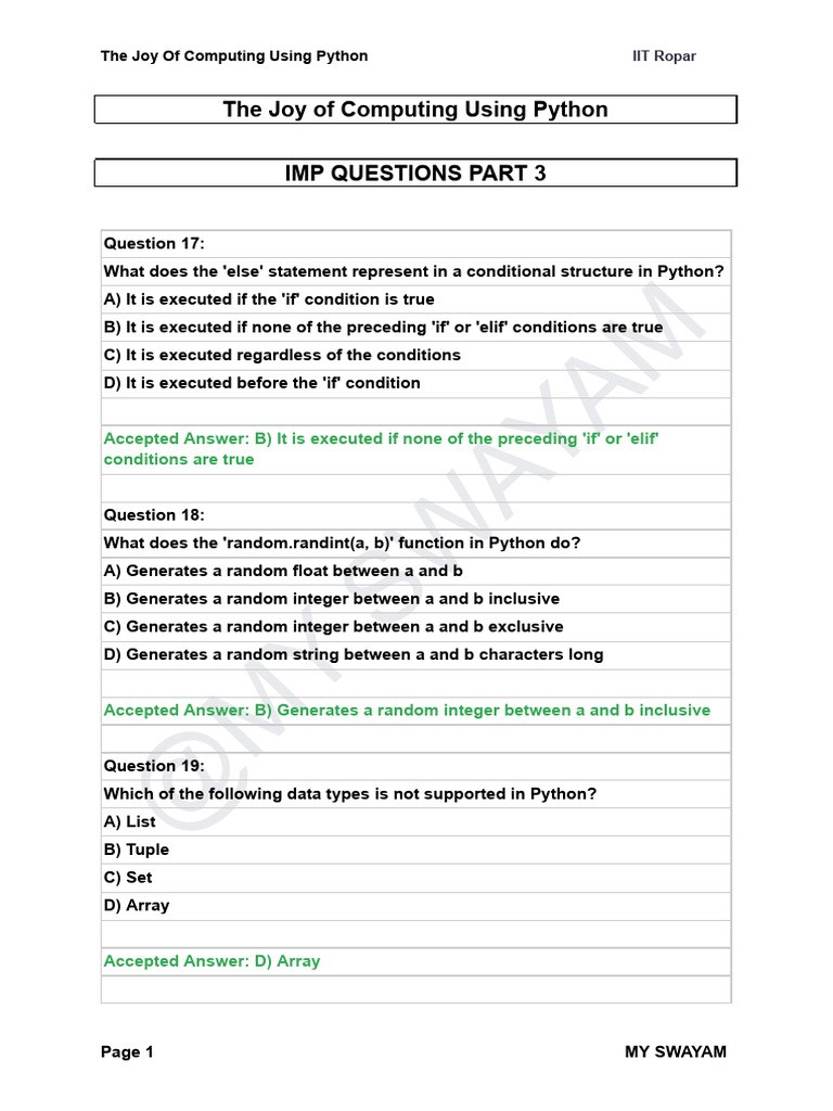 The Joy Of Computing Using Python Part 3 Pdf Parameter Computer Programming Python