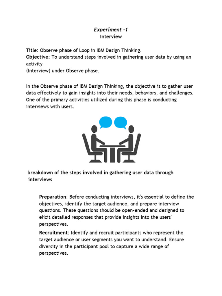 Observe Phase of Loop in IBM Design Thinking (Interview) | PDF ...