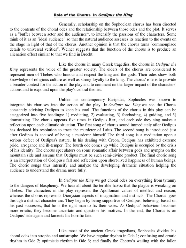 Chorus Dynamics in Oedipus the King | PDF | Sophocles | Greek Tragedy