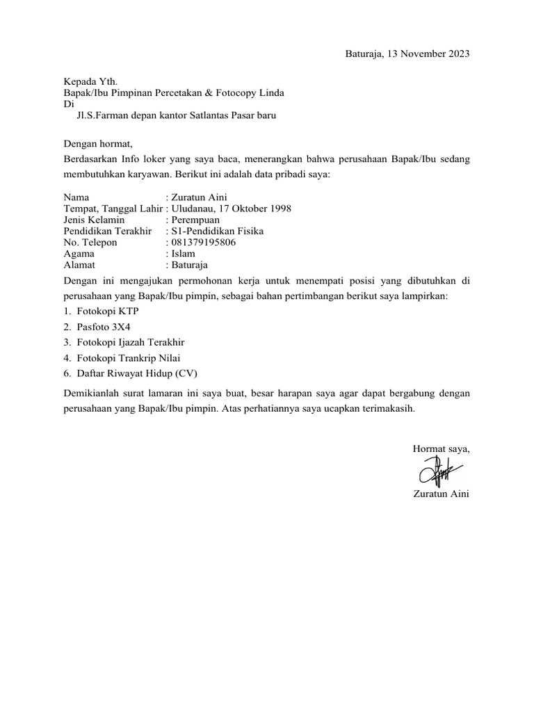 Surat Lamaran FC | PDF | Karier & Perkembangan