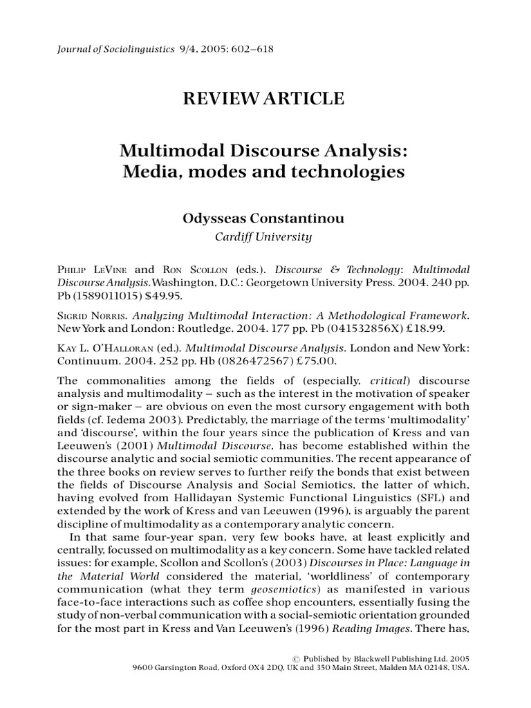 Multimodal Discourse Analysis Media Mode | PDF | Semiotics | Methodology