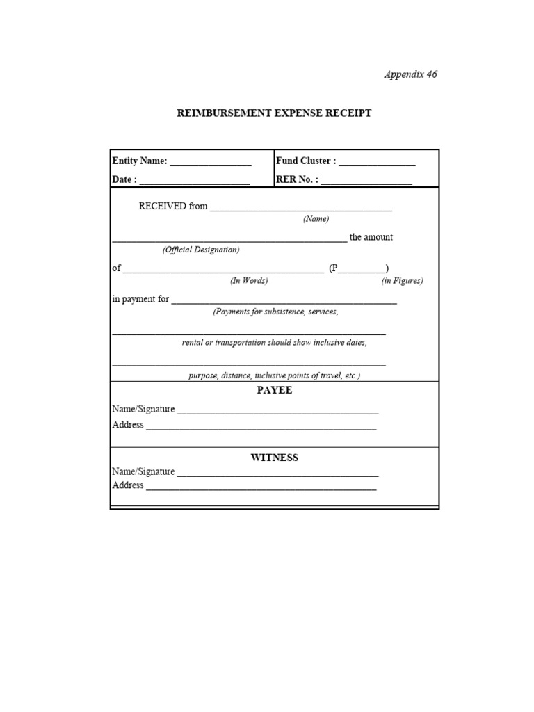 Reimbursement Expense Receipt | PDF | Business | Finance & Money Management