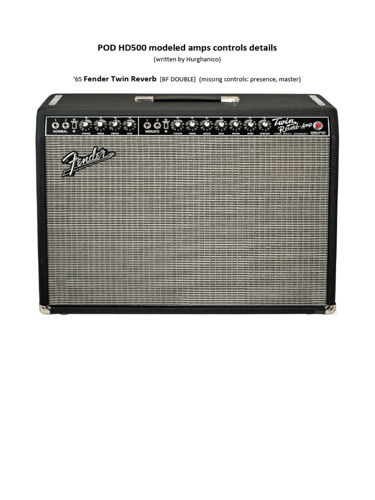 POD HD500 Modeled Amps Controls Details (Rev A) | PDF