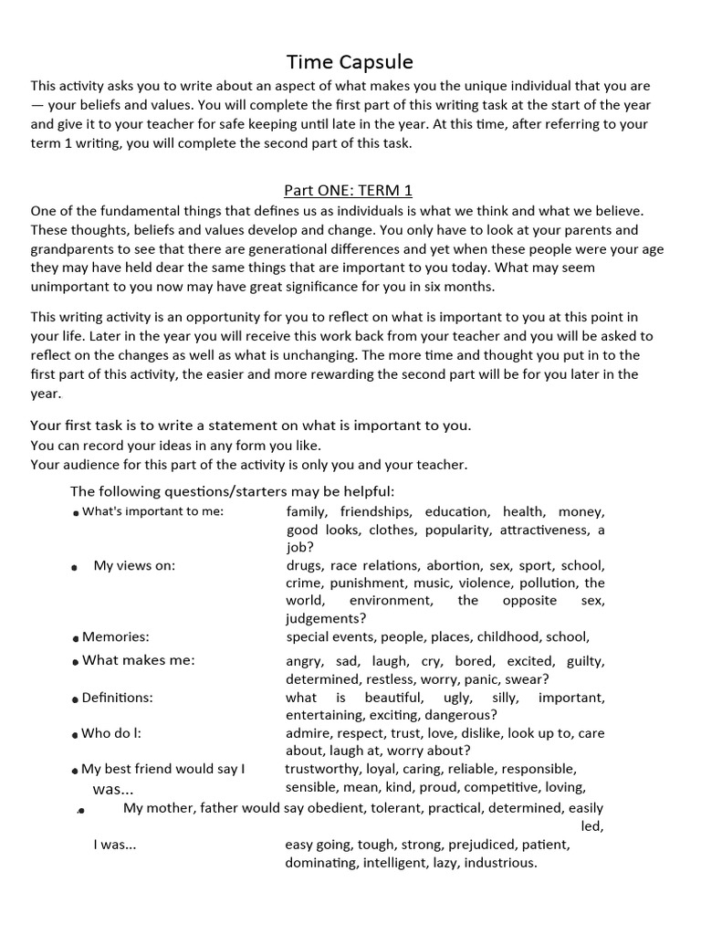 Time Capsule | PDF | Behavioural Sciences | Social Psychology