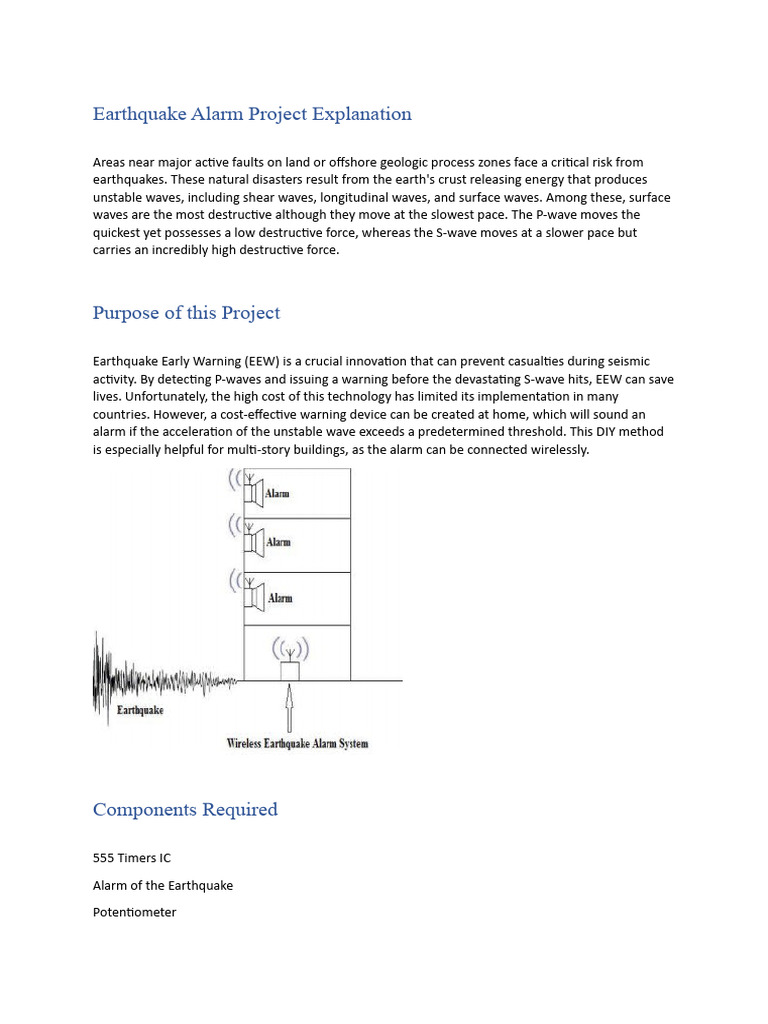 Earthquake Alarm Project Explanation | Download Free PDF | Earthquakes ...