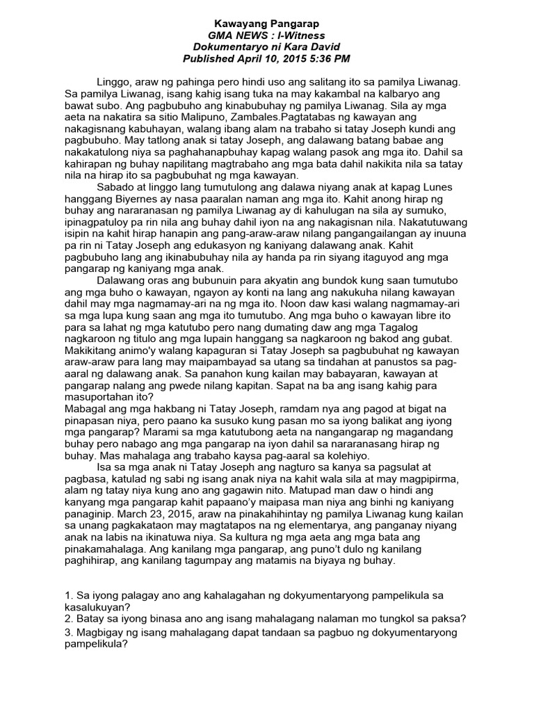 Kawayang Pangarap | PDF