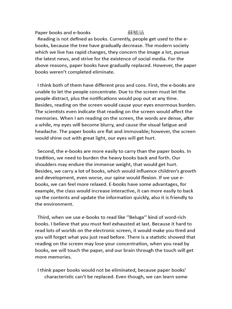 Paper Books vs. E-Books | PDF | Wellness