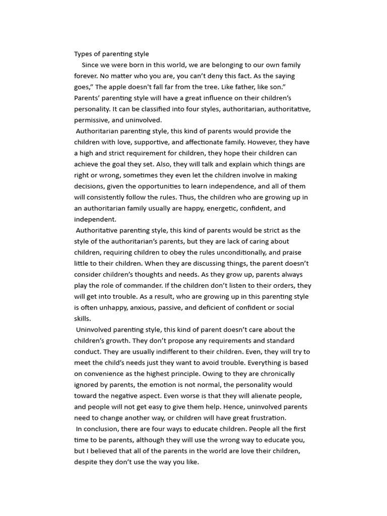 Types of Parenting Style | PDF | Parenting | Liberal Arts Education
