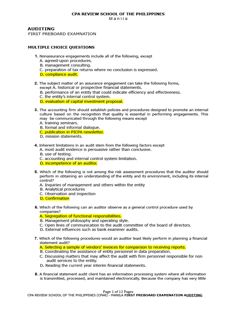 AUD Reviewer | PDF | Audit | Internal Control