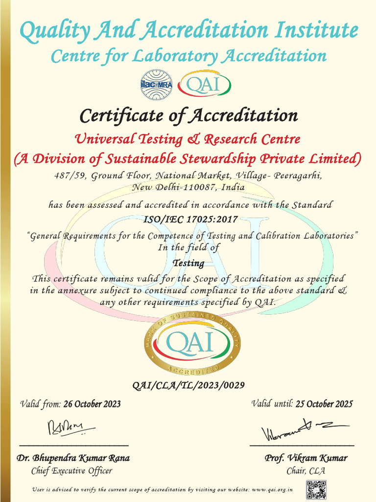 ISO/IEC 17025:2017 Accreditation Certificate | PDF