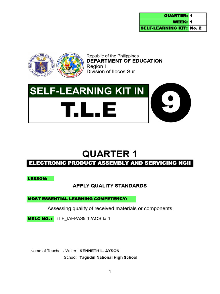 Grade 9 - SLK 2 - 1Q - Week 1 | PDF | Capacitor | Diode