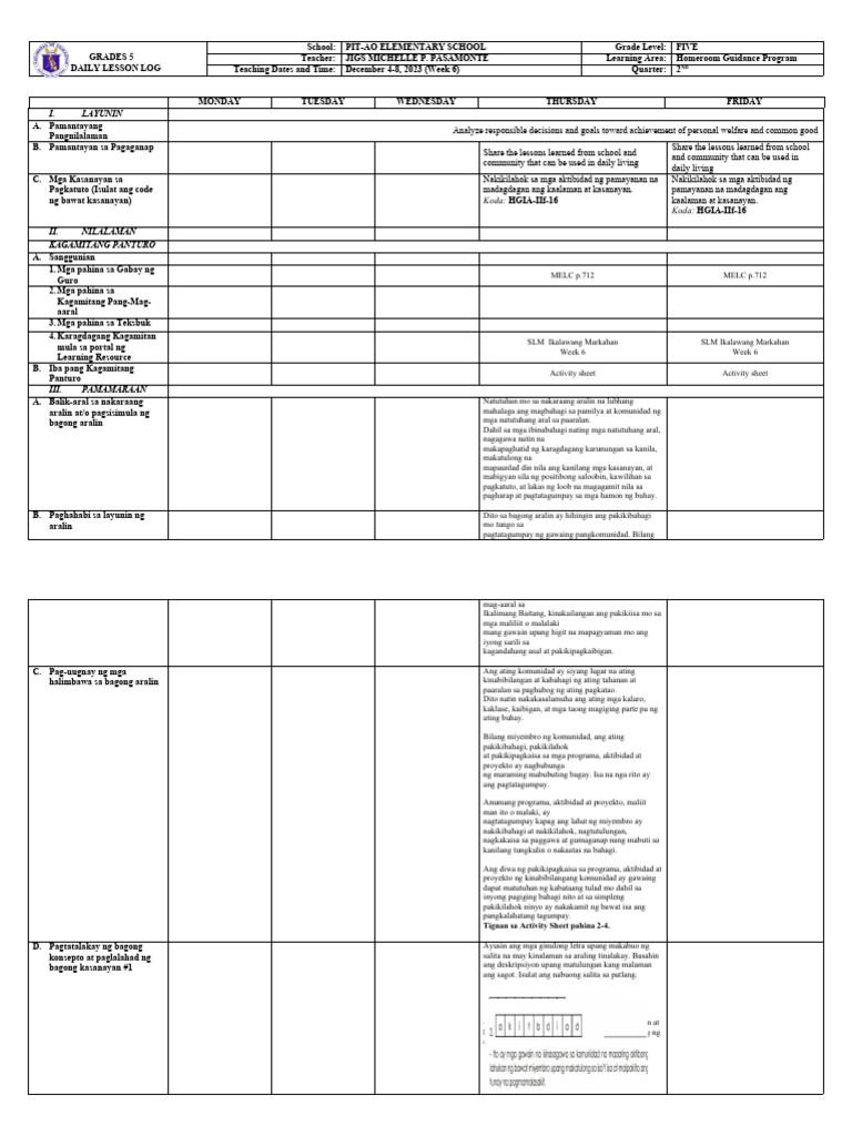 DLL HGP-5 Q2 Week-6 | PDF