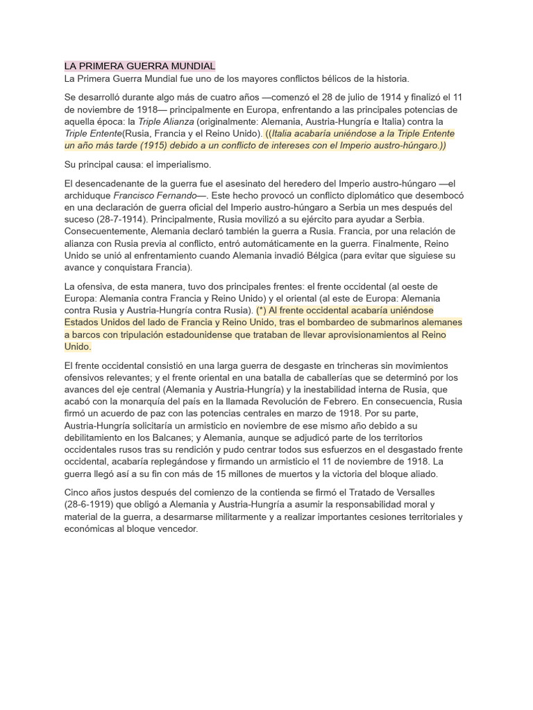 His. WW1 | PDF | Primera Guerra Mundial | Austria Hungría