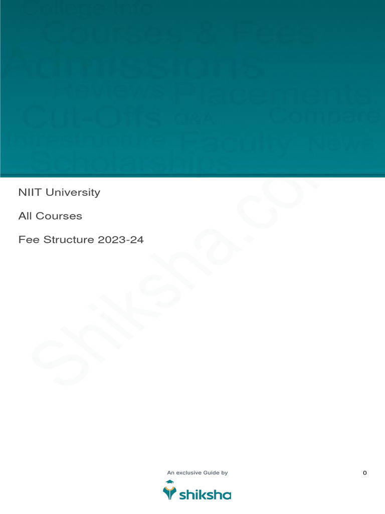 NIIT University Fee Structure 2023-24 | PDF