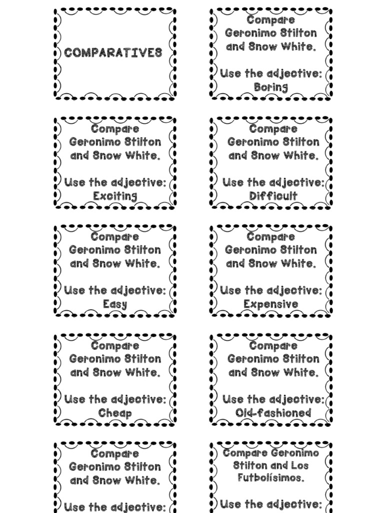 Comparatives: Compare Geronimo Stilton and Snow White. Use The ...