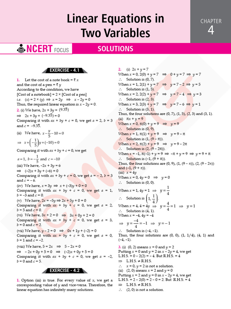 100per Math cl9 NF ch4rrrrr | PDF | Equations | Fahrenheit