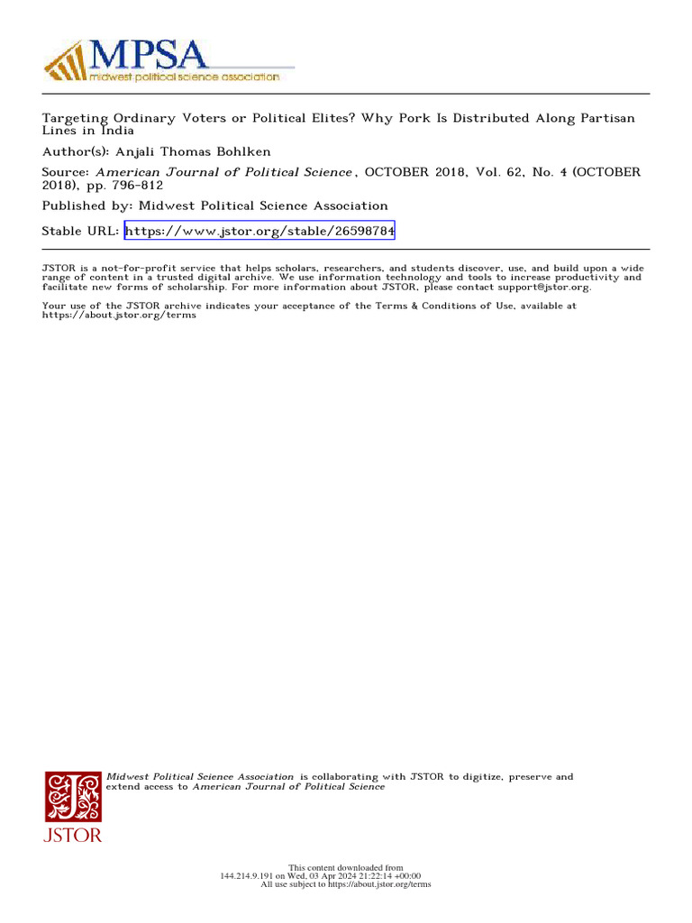 Bohlken TargetingOrdinaryVoters 2018 | PDF | Member Of Parliament ...