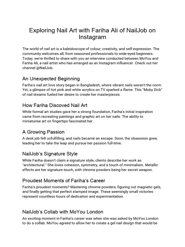 Nail Art Insights with Fariha Ali | PDF