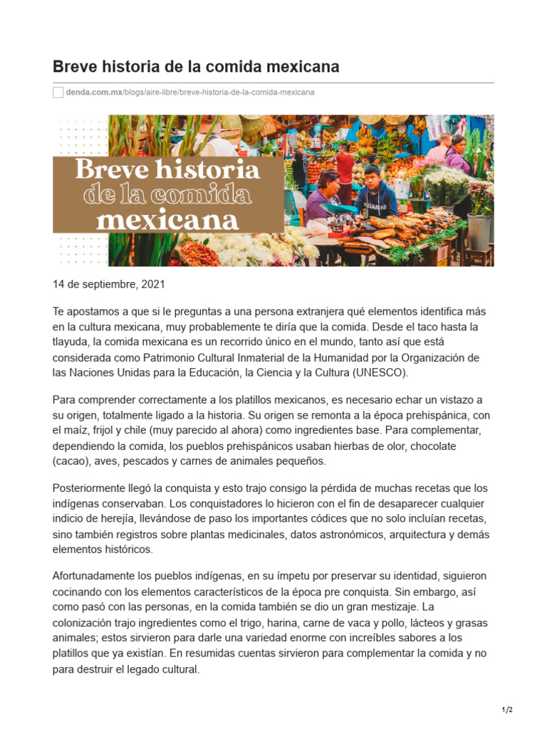 Historia y Orgullo de la Comida Mexicana | PDF | Cocina mexicana | Maíz