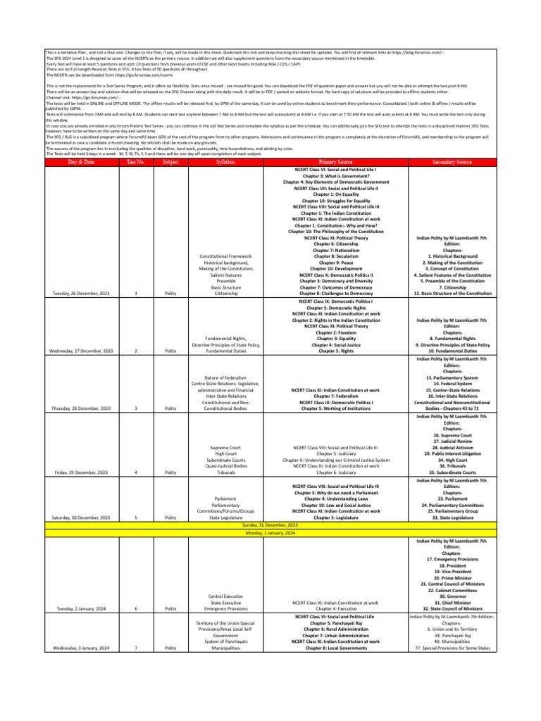 SFG 2024 Level-1 Schedule | PDF | Economics | Macroeconomics