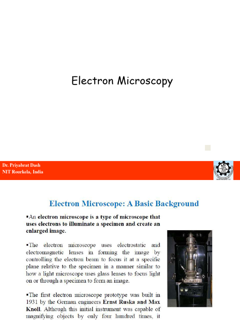 Electron Microscopy Basics | PDF | Energy Dispersive X Ray Spectroscopy | X Ray