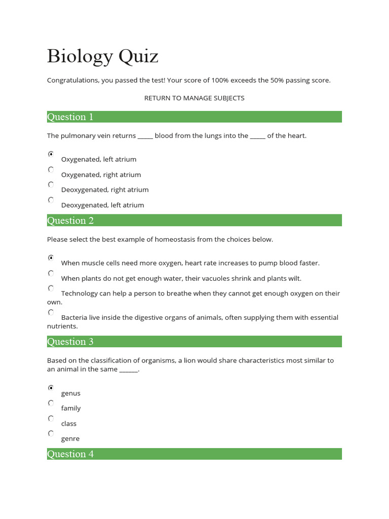 Biology Questions | PDF | Meiosis | Cell (Biology)