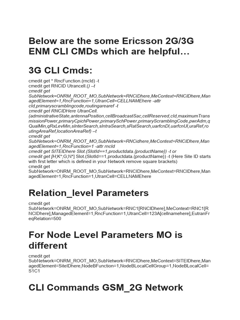 Enm Cli Cmds Which Are Helpful Pdf Command Line Interface Computing 4417