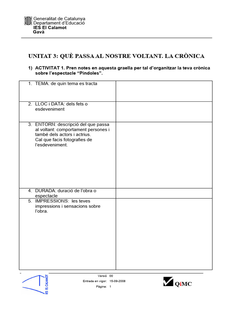 Exercici 04 TASCA FINAL Graella Cronica Guia | PDF