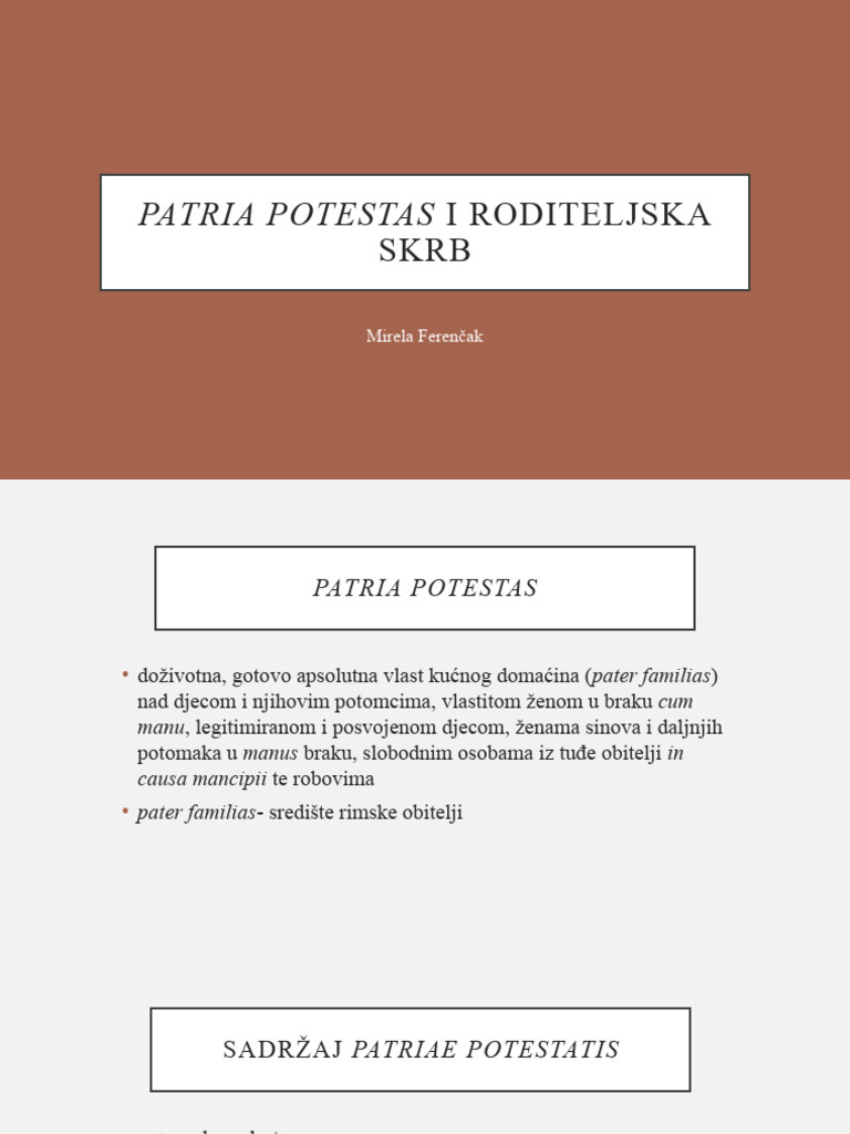 Patria Potestas I Roditeljska Skrb-Mirela Ferenčak | PDF