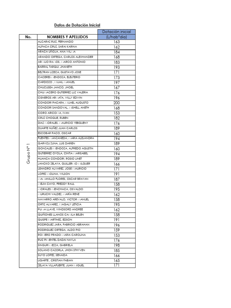 Datos Dotacion Inicial | PDF
