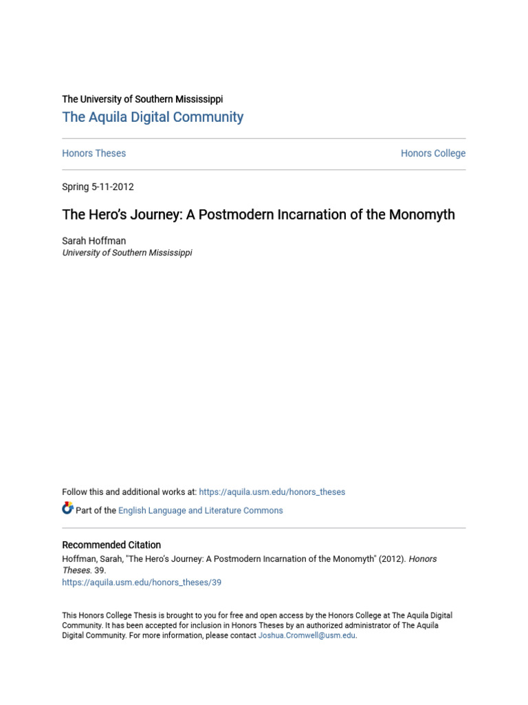 The Hero - S Journey - A Postmodern Incarnation of The Monomyth | PDF ...
