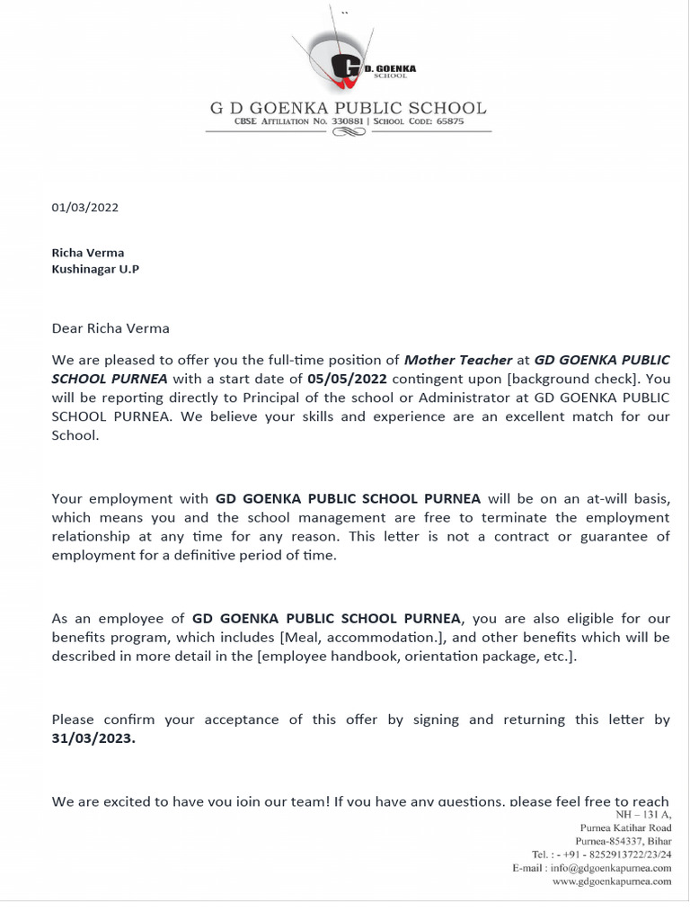 offer letter | PDF