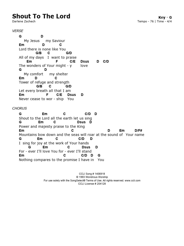 Shout To The Lord - G | PDF