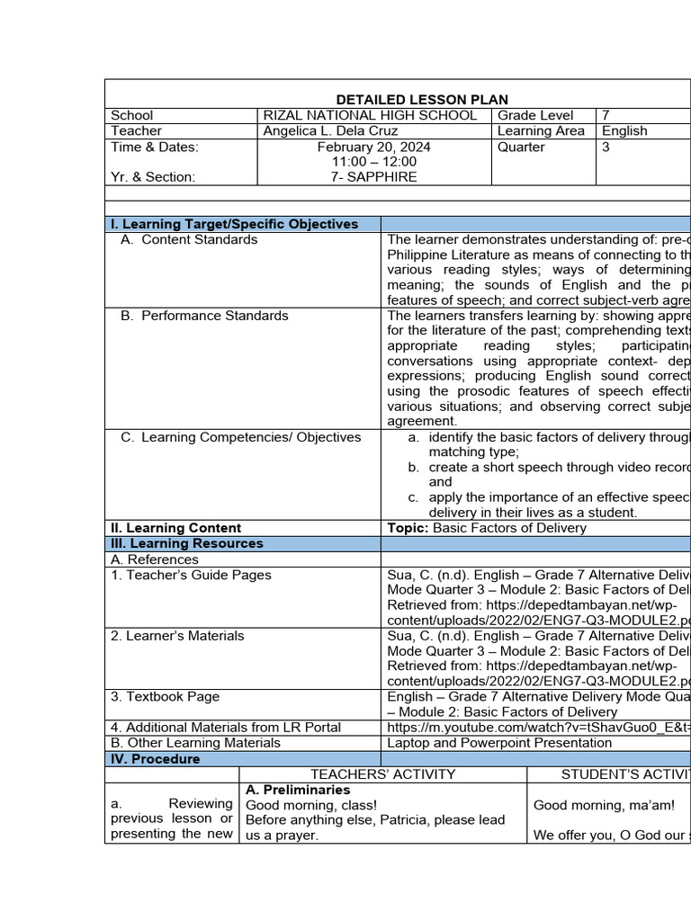DAY 2 DLP (G7) | PDF | Learning | Speech
