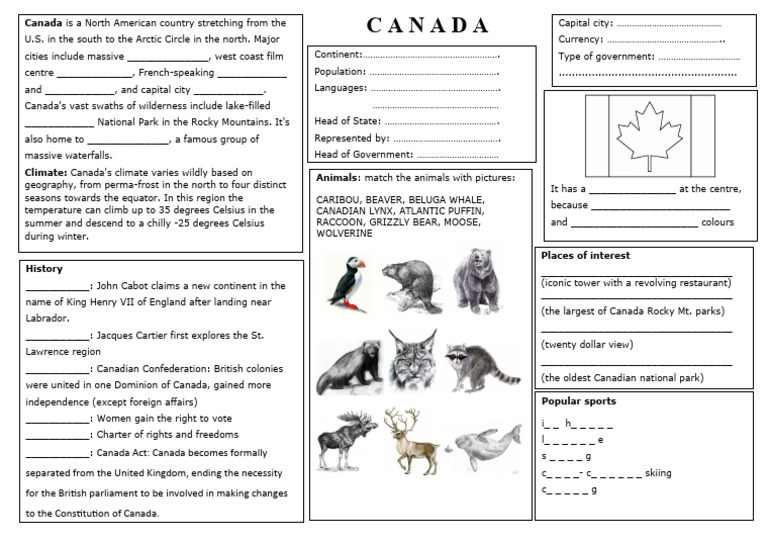 CANADA Worksheet | PDF | Canada